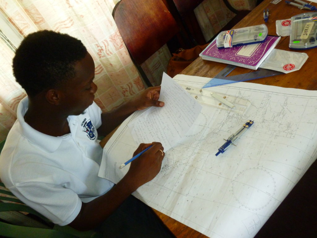 Cadet Kurt Richards practicing Chartwork – MatPal Marine Institute Inc.